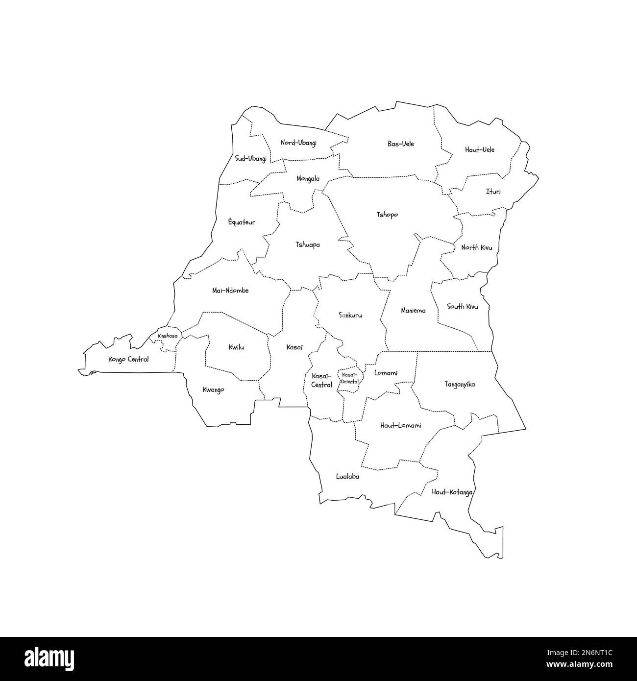 Democratic Republic of the Congo political map of administrative ...