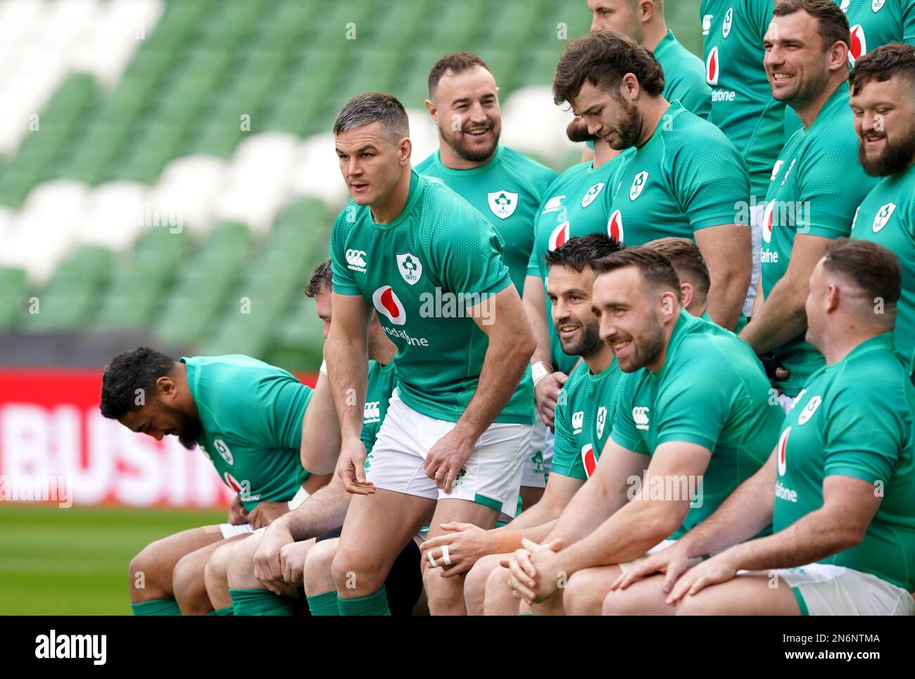Ireland players, including Johnny Sexton (centre left) and Conor Murray ...