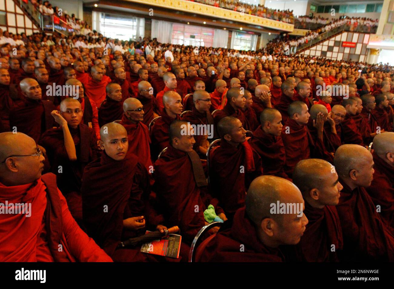 Myanmar Buddhist monks attend a celebration to mark the 74th death ...