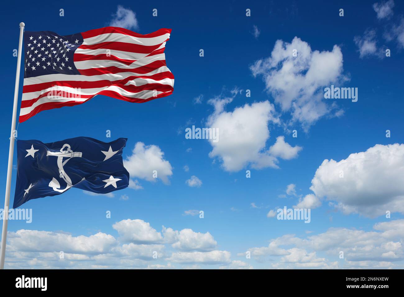 flag of United States Secretary of the Navy waving in the wind. USA ...