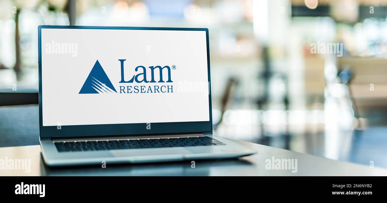 POZNAN, POL - AUG 2, 2022: Laptop computer displaying logo of Lam ...