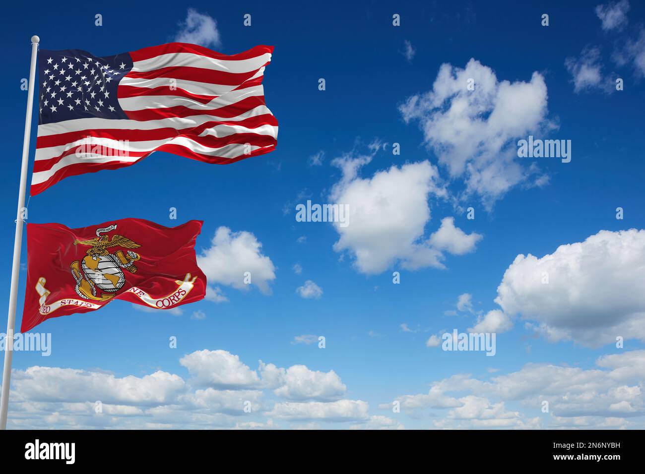 flag of United States Marine Corps waving in the wind. USA National ...