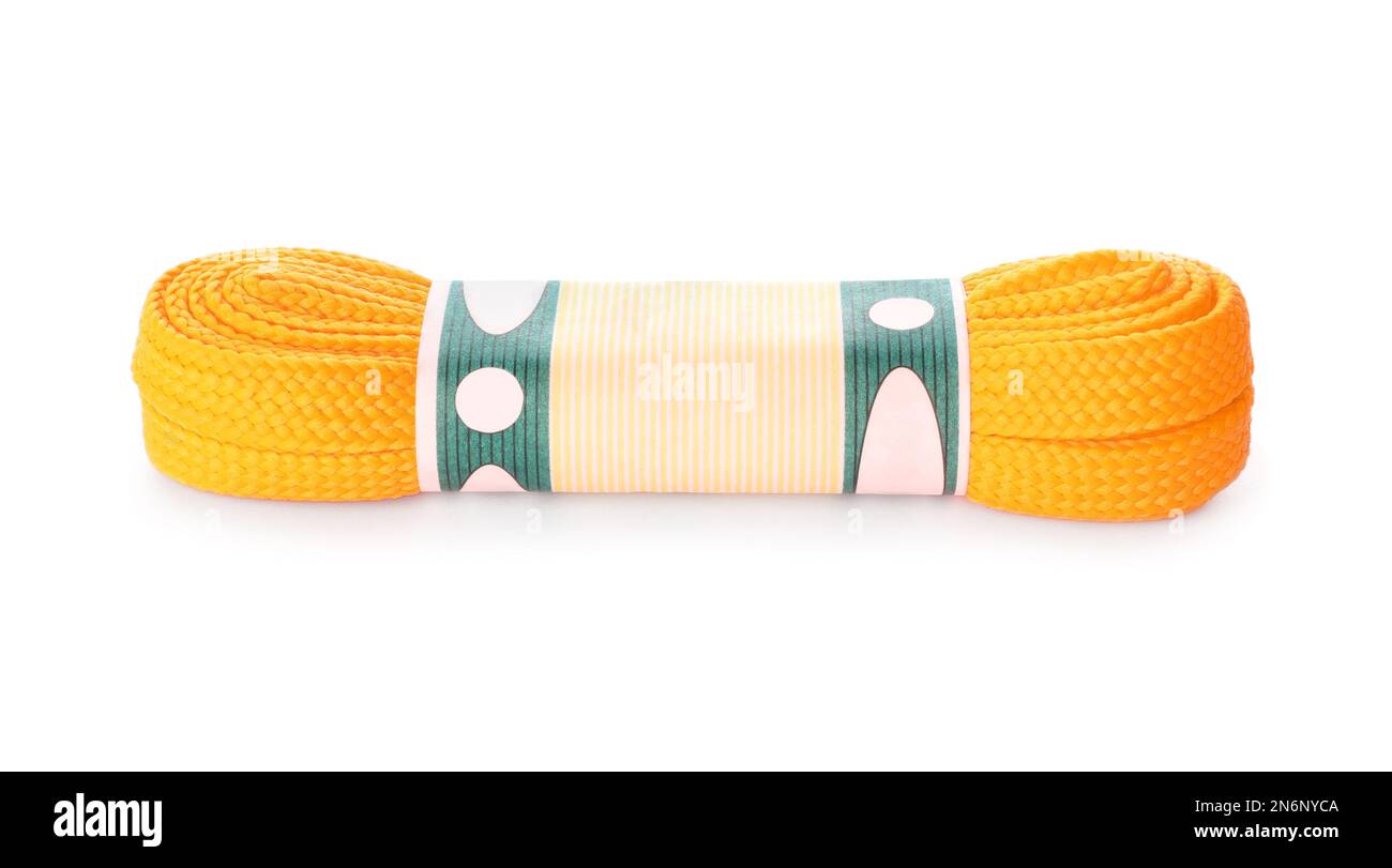 Packed orange shoe lace isolated on white Stock Photo - Alamy