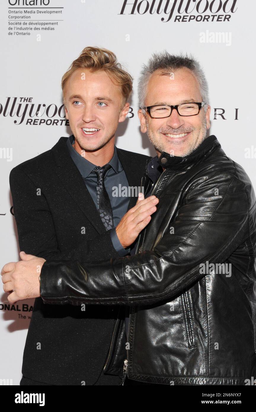 Tom Felton, left, and Charlie Stratton arrive at The Hollywood Reporter ...