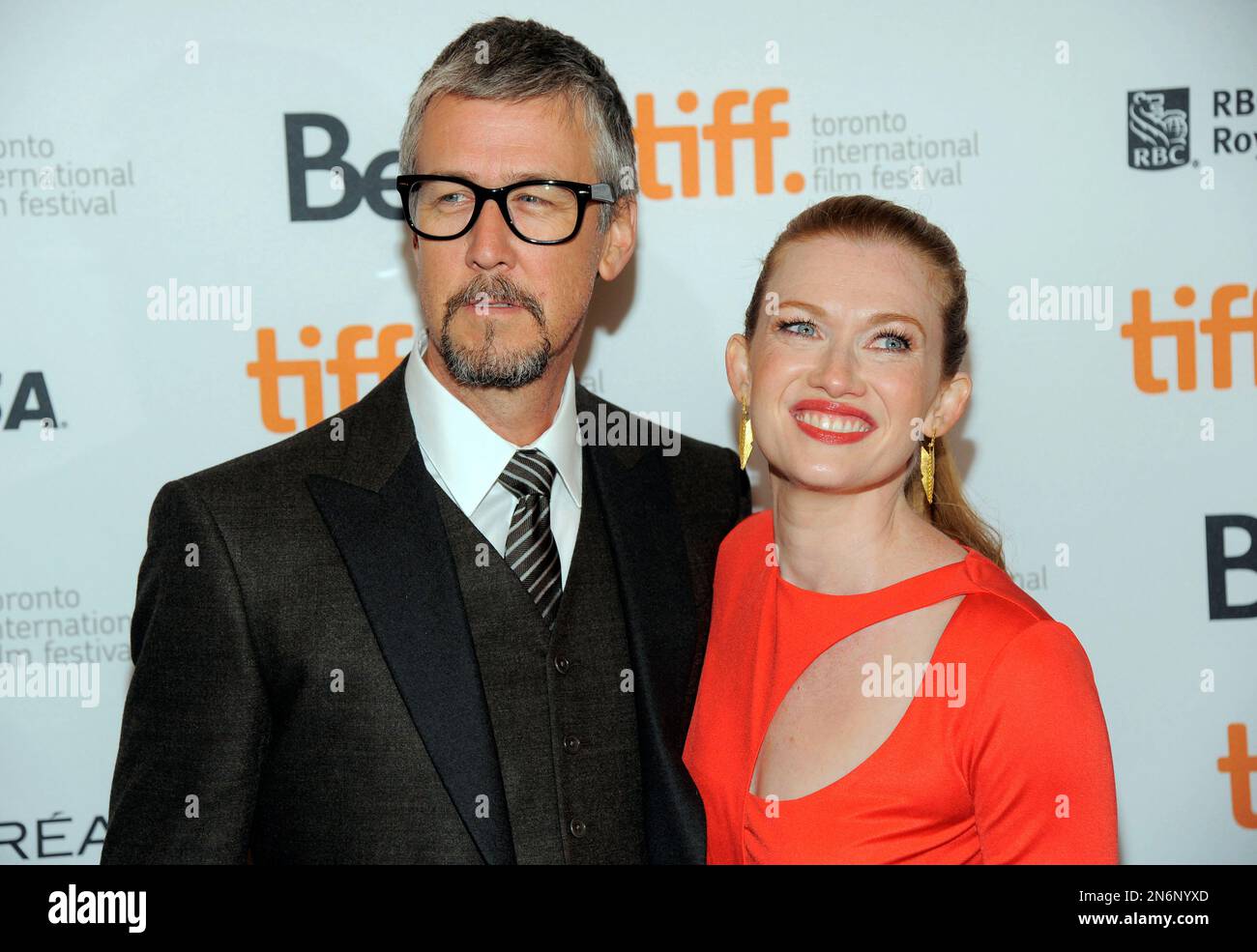 Mireille Enos, right, a cast member in "Devil's Knot," poses with her ...