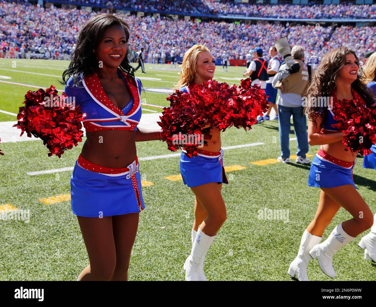 Buffalo Bills cheerleaders perform during an NFL football game against ...