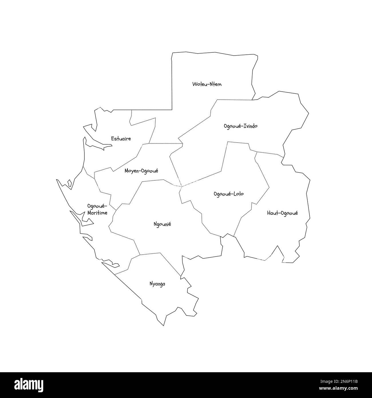 Gabon political map of administrative divisions - provinces. Handdrawn ...