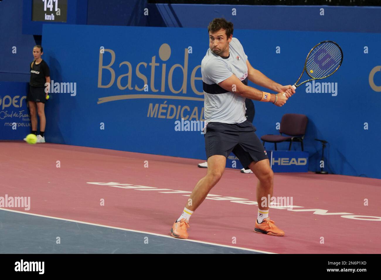 Quentin Halys (FRA) in action against Alejandro Davidovich Fokina (SPA ...
