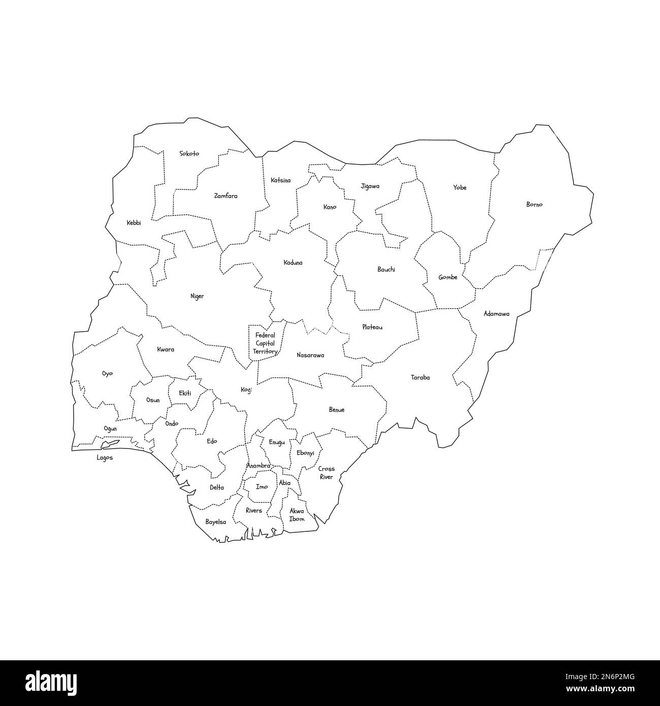 Nigeria political map of administrative divisions - states and federal ...