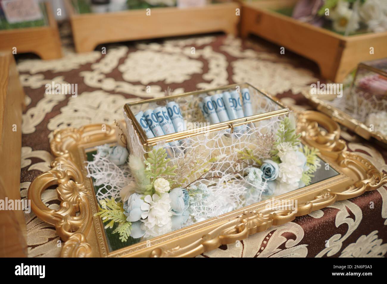 Wedding gift on a table for traditional wedding ceremony Stock Photo ...