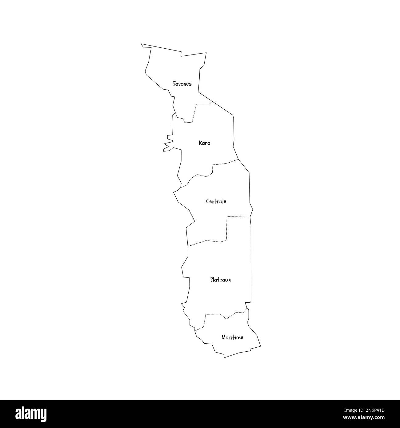 Togo political map of administrative divisions - regions. Handdrawn ...