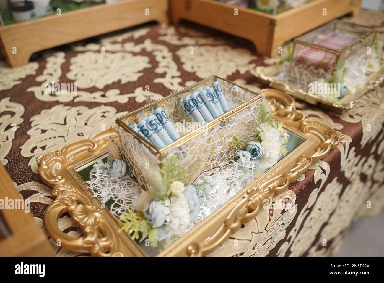 Wedding gift on a table for traditional wedding ceremony Stock Photo ...