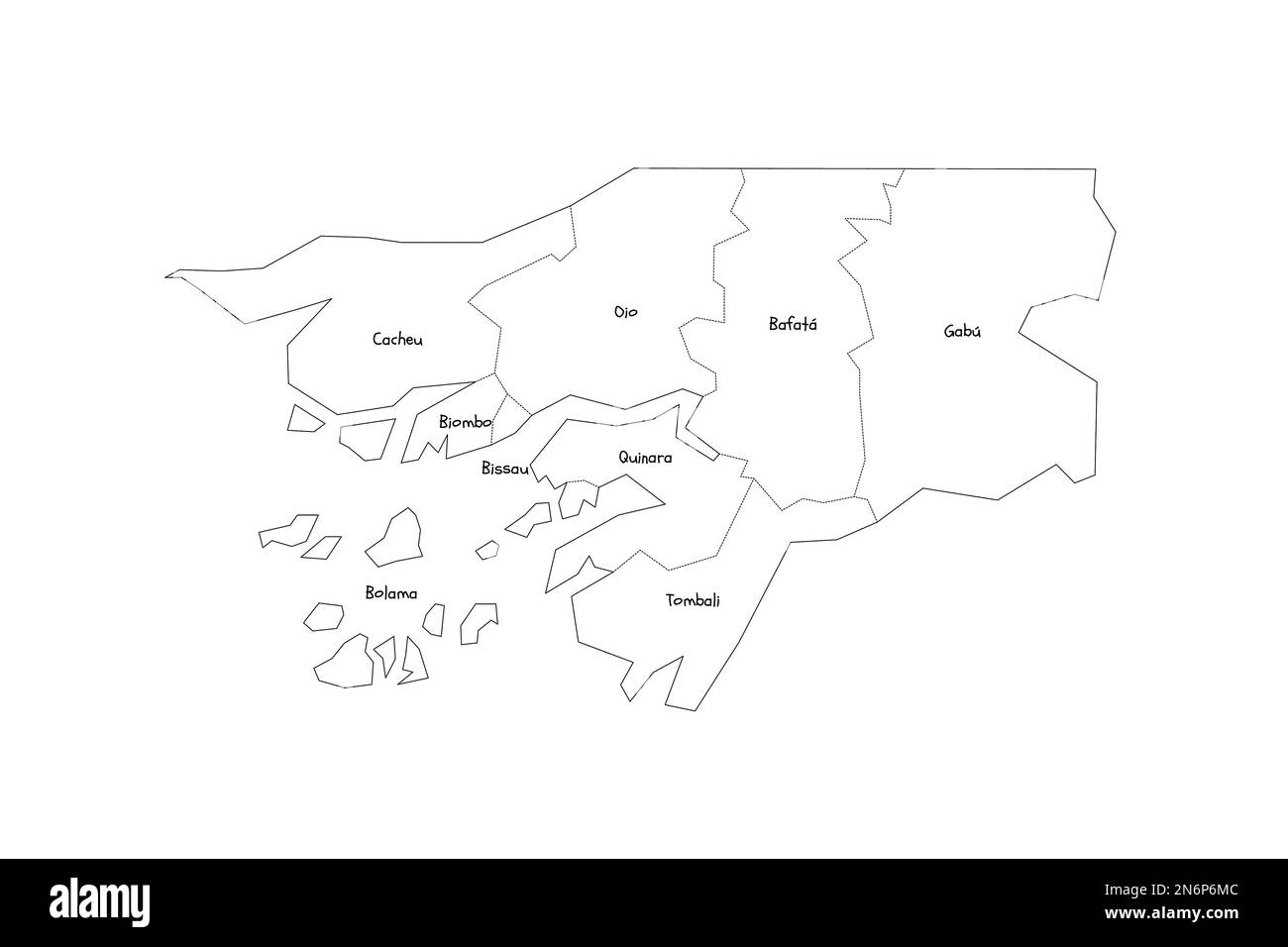 Guinea-Bissau political map of administrative divisions - regions and ...