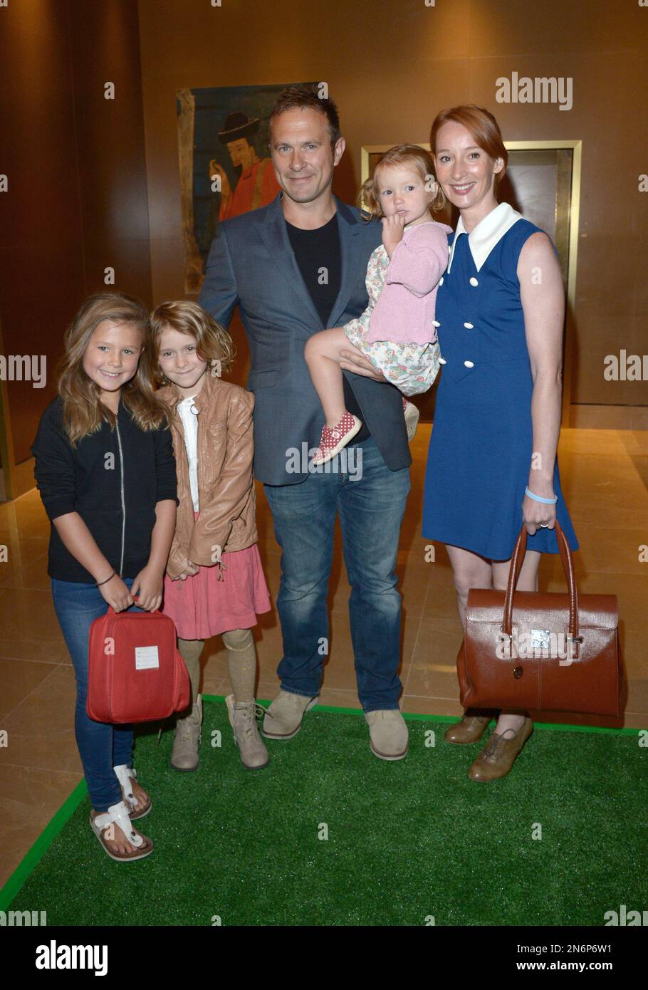 Jason Merrells, Emma Lowndes and their daughter and guests attend the ...