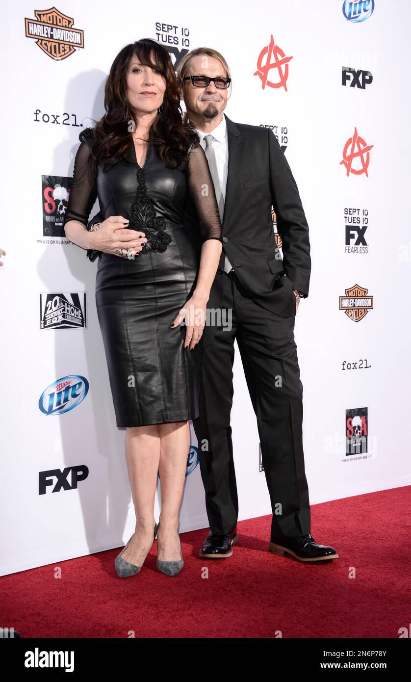 Actress Katey Sagal, left, and her husband, show creator Kurt Sutter arrive on the red carpet at ...