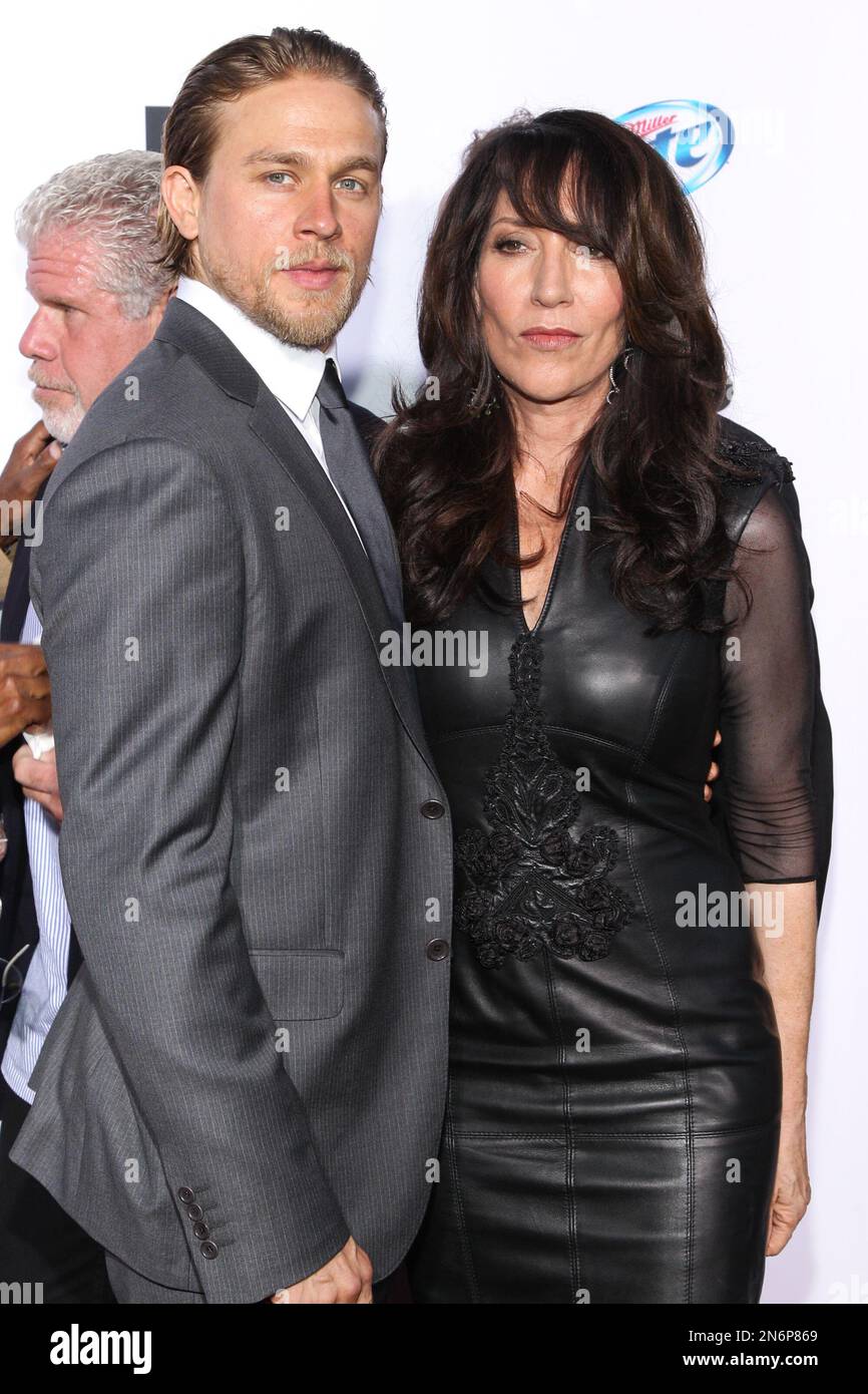 From left, actors Charlie Hunnam and Katey Sagal arrive at the season 6 ...