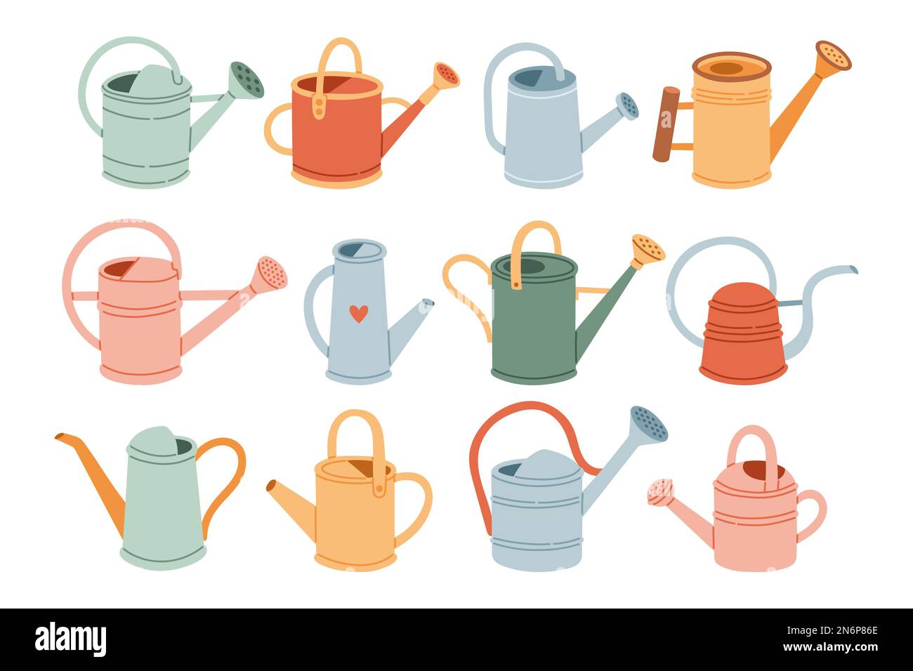 Watering Can Spring Set. Scrapbook design elements in vector Stock ...