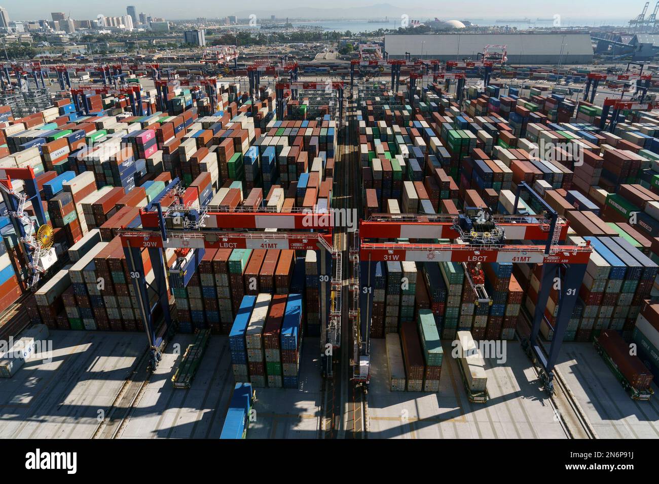 The Long Beach Container Terminal, LBCT is seen at Middle Harbor in the ...