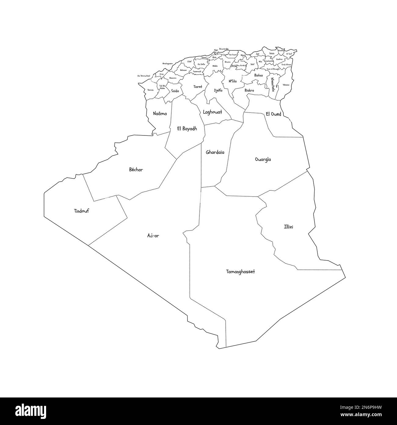 Algeria political map of administrative divisions - provinces ...