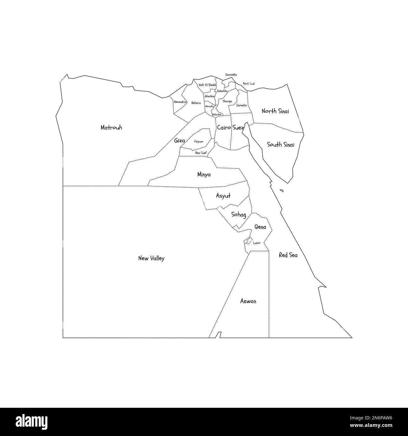 Egypt political map of administrative divisions - governorates ...