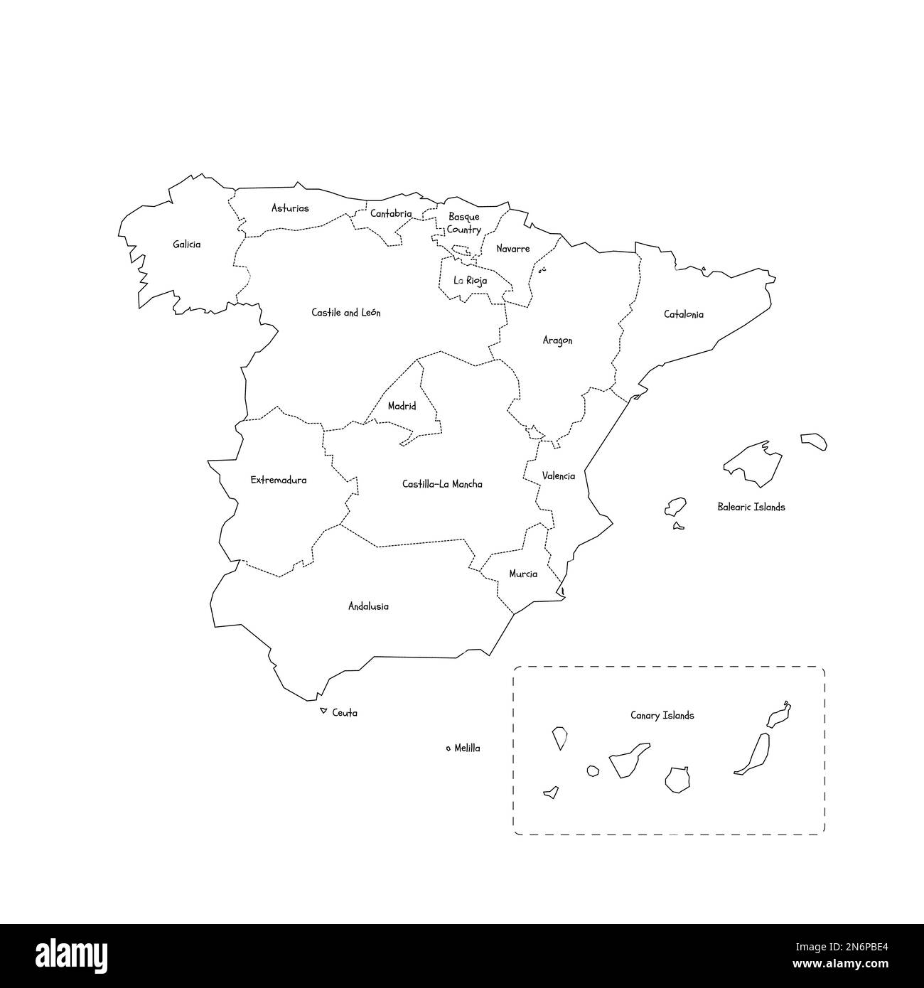 Spain political map of administrative divisions - autonomous communities and autonomous cities ...