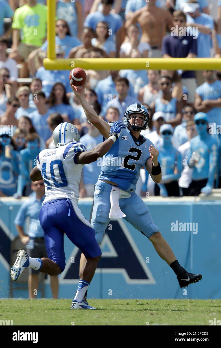 North Carolina quarterback Bryn Renner passes as Middle Tennessee's ...