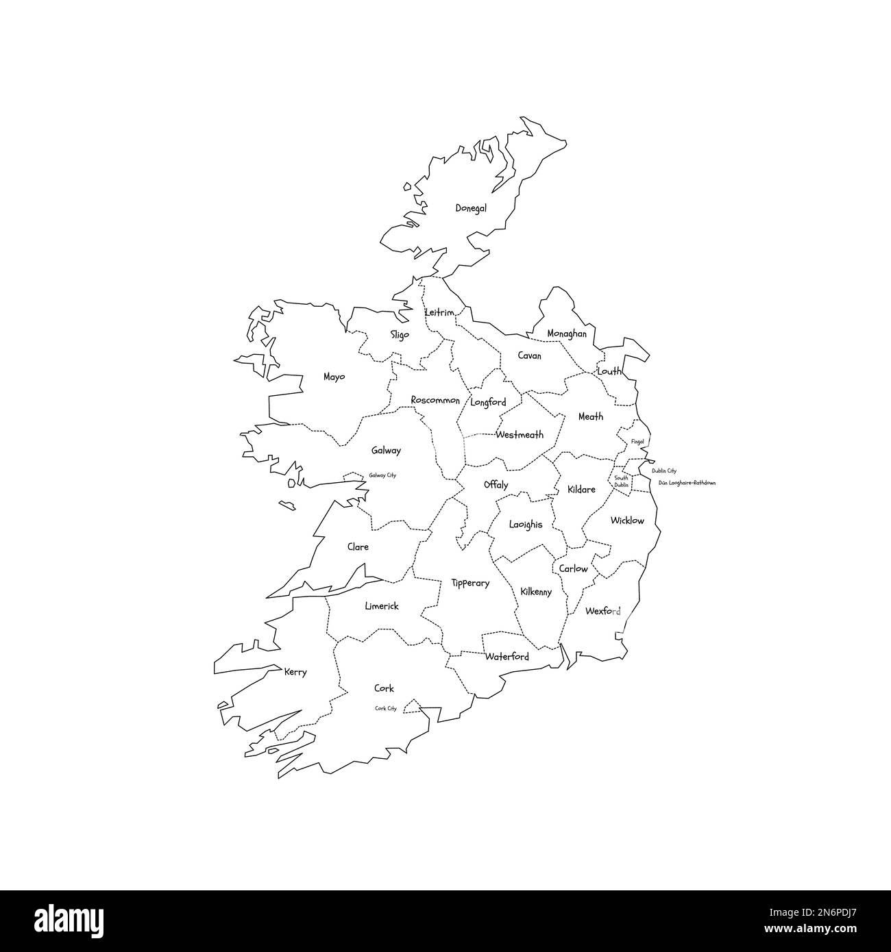 Ireland political map of administrative divisions - counties and cities ...
