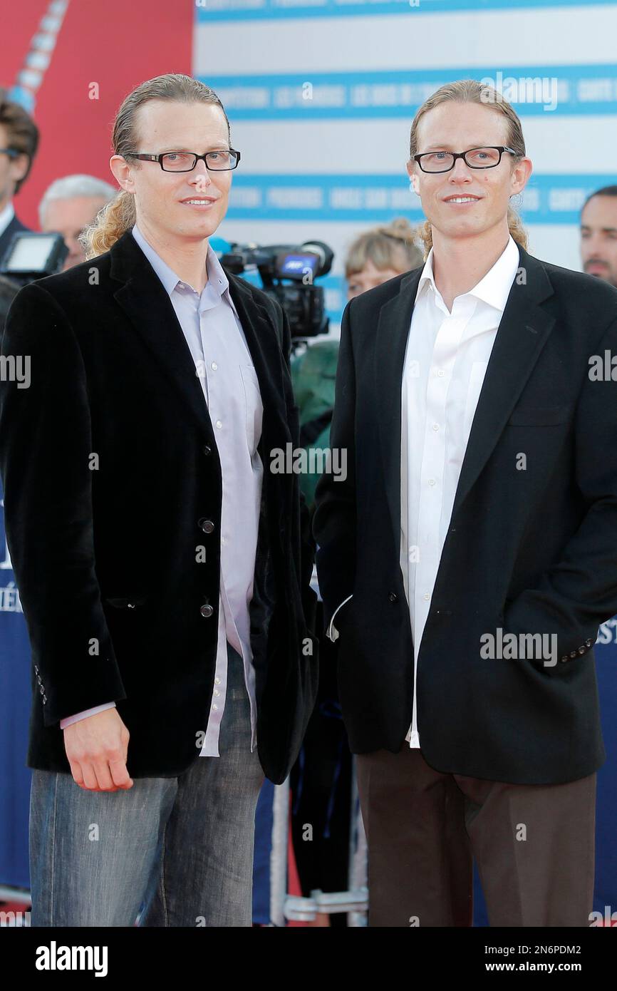 Directors Logan Miller, right, and his twin brother Noah Miller arrive ...
