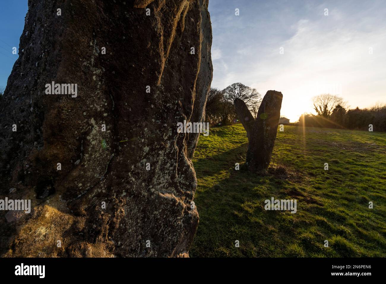 Three standing stones, Harold's Stones, Trellech, Monmouthshire Stock ...