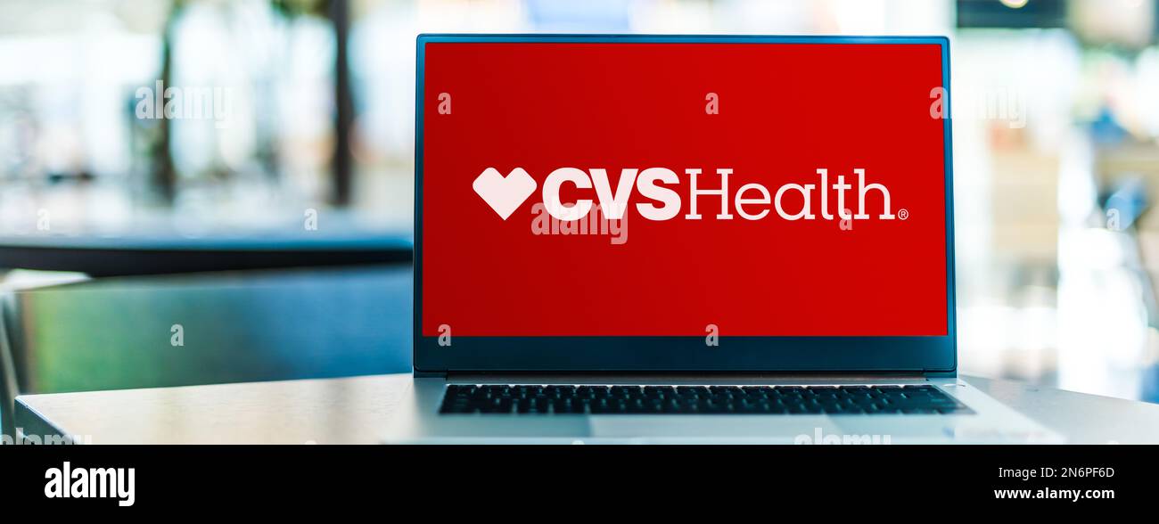 POZNAN, POL - JUN 28, 2022: Laptop computer displaying logo of CVS ...
