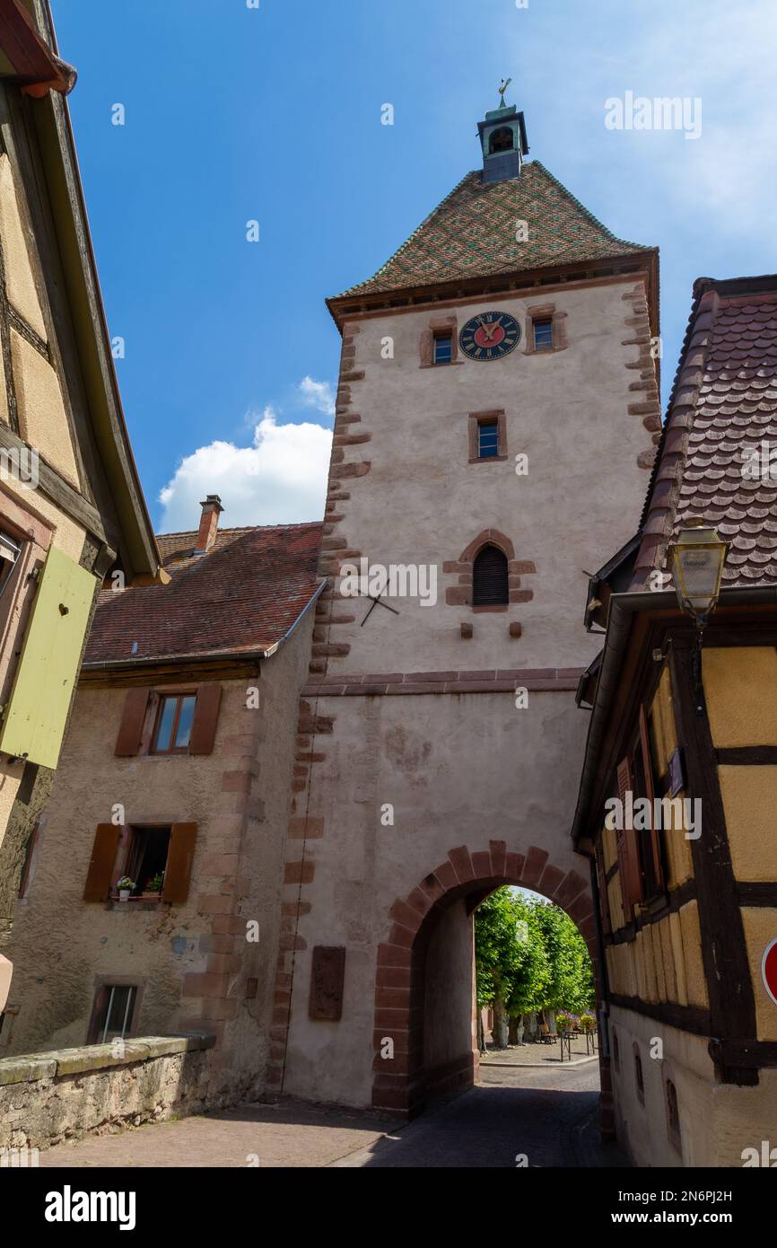 Bergheim, a small town on the route des vins in Alsace with medieval ...