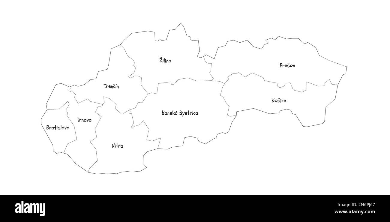 Slovakia political map of administrative divisions - regions. Handdrawn ...