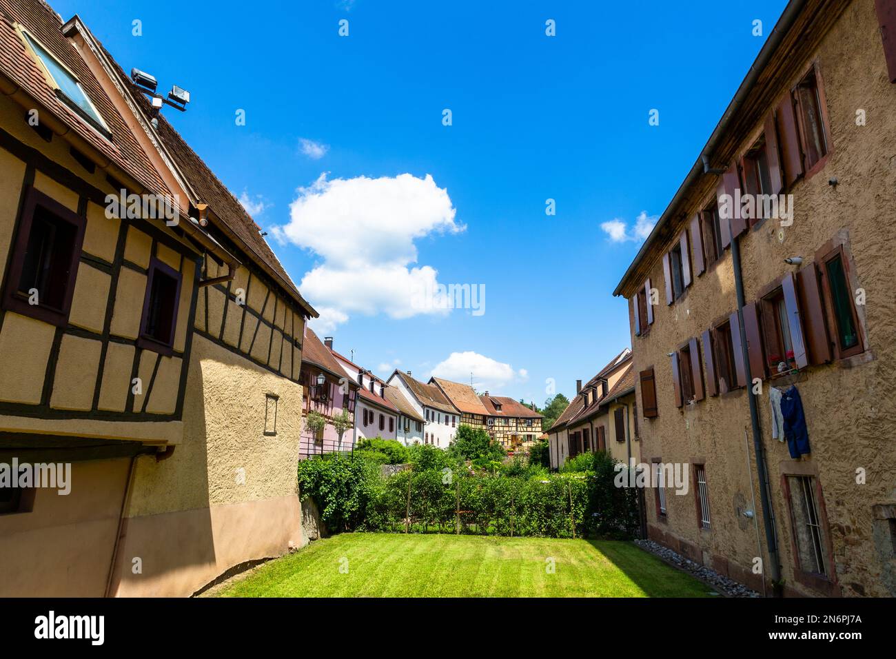 Bergheim, a small town on the route des vins in Alsace with medieval ...