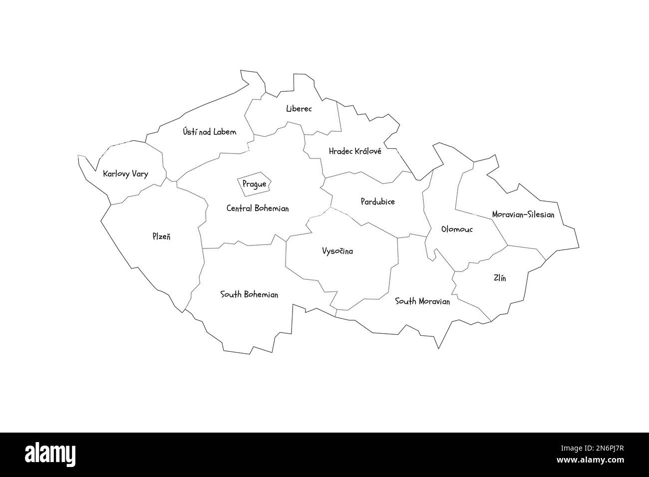 Czech Republic political map of administrative divisions - regions ...