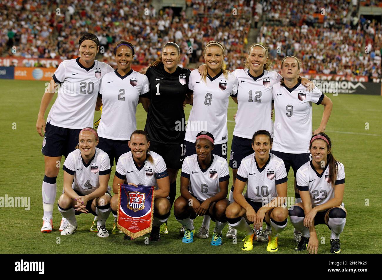 The United States team poses for a team photo before an international ...