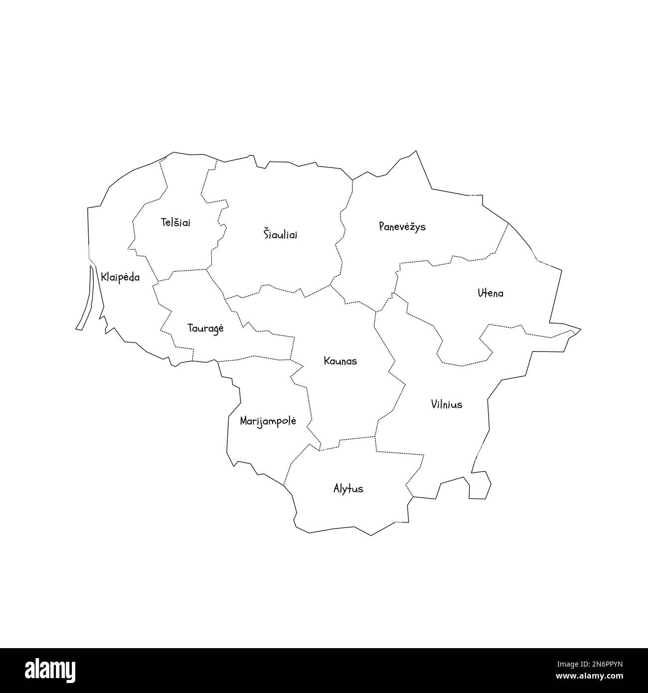 Lithuania political map of administrative divisions - counties ...