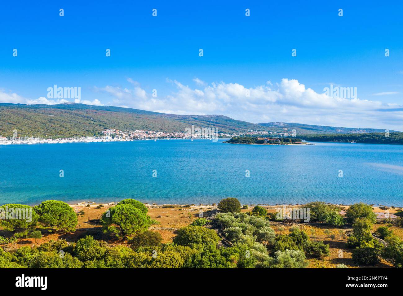 Island of Kosljun in Punat bay, Island of Krk, Croatia Stock Photo - Alamy