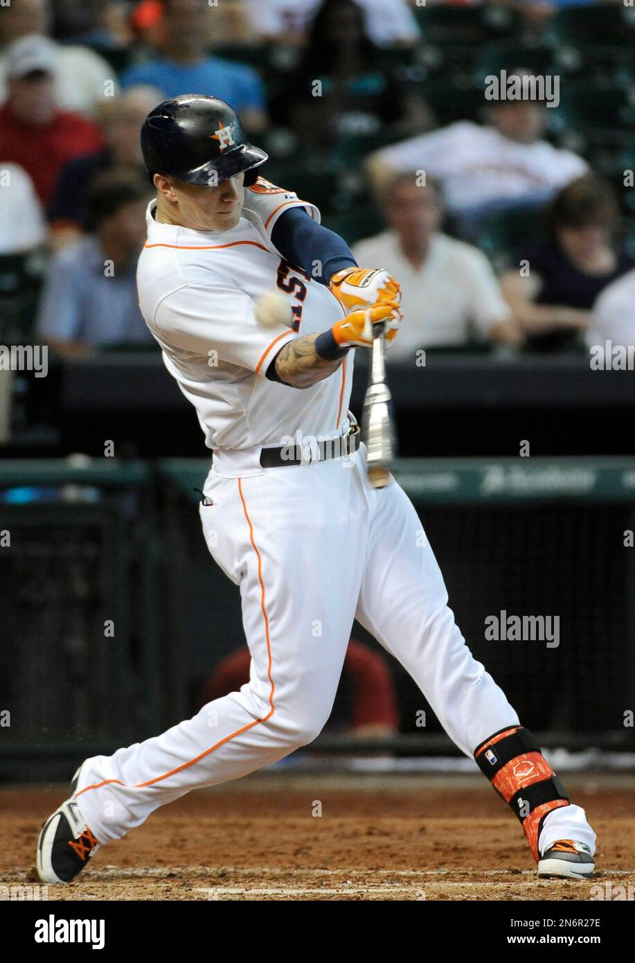 Houston Astros' Brandon Barnes fouls one off in the third inning of a ...