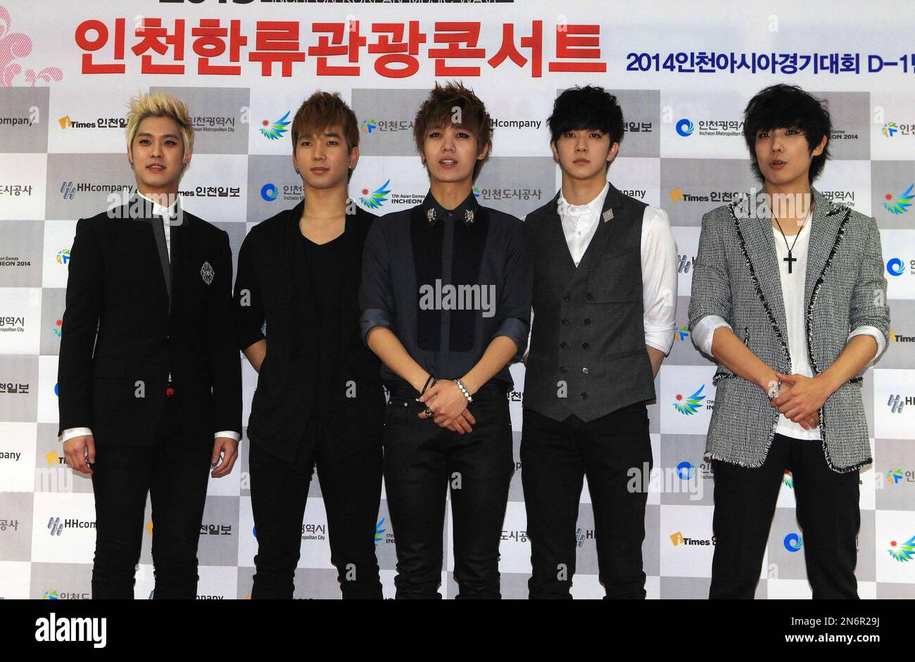 South Korean K-Pop boy group MBLAQ poses during a photo call for ...