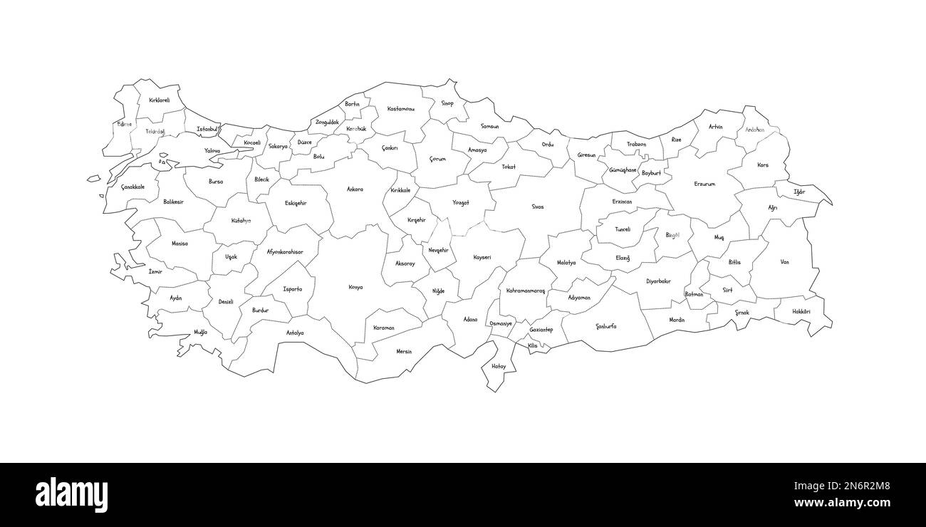 Turkey political map of administrative divisions - provinces. Handdrawn ...