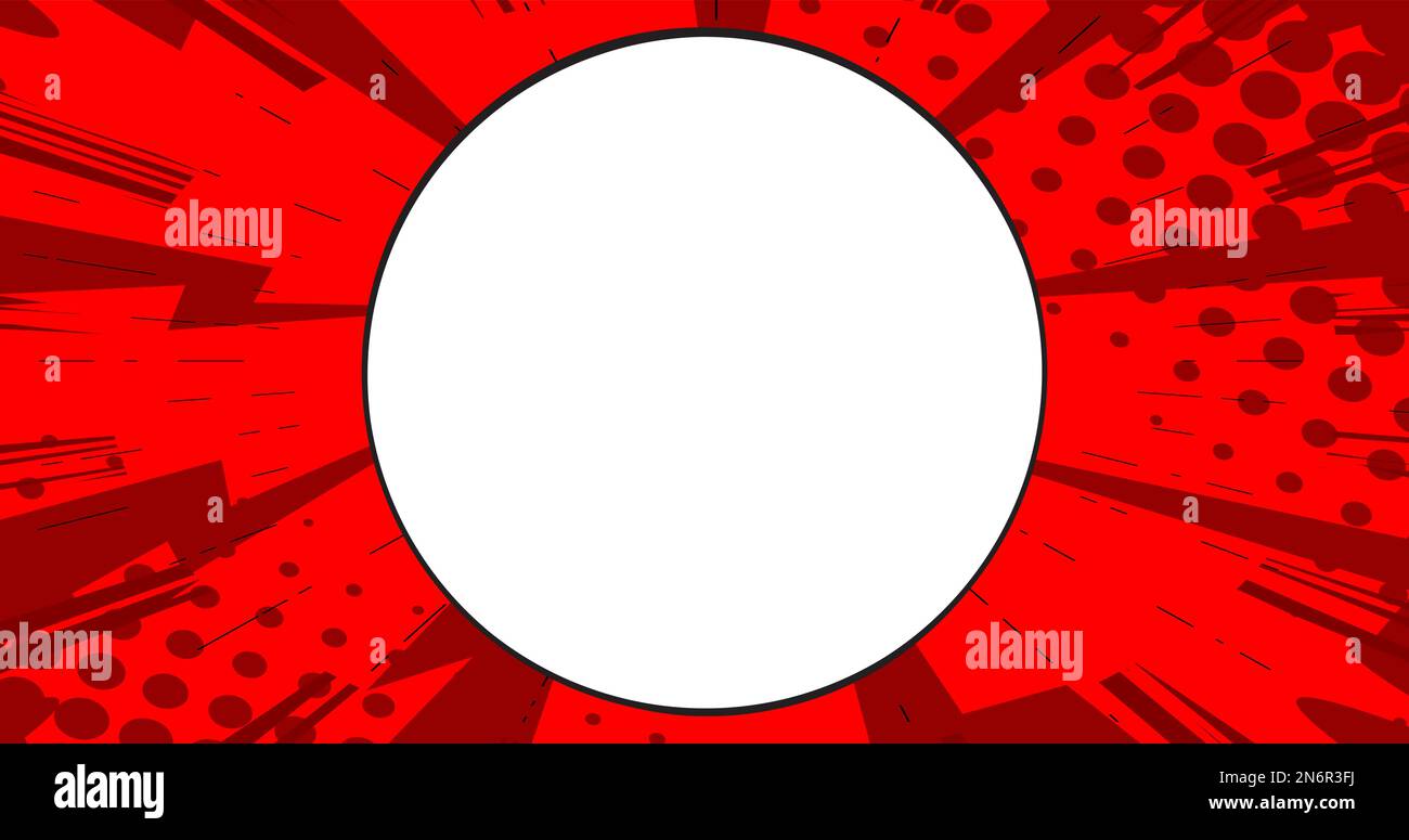 Cartoon vector pop art comics background. Blank Circle shape on Comic ...