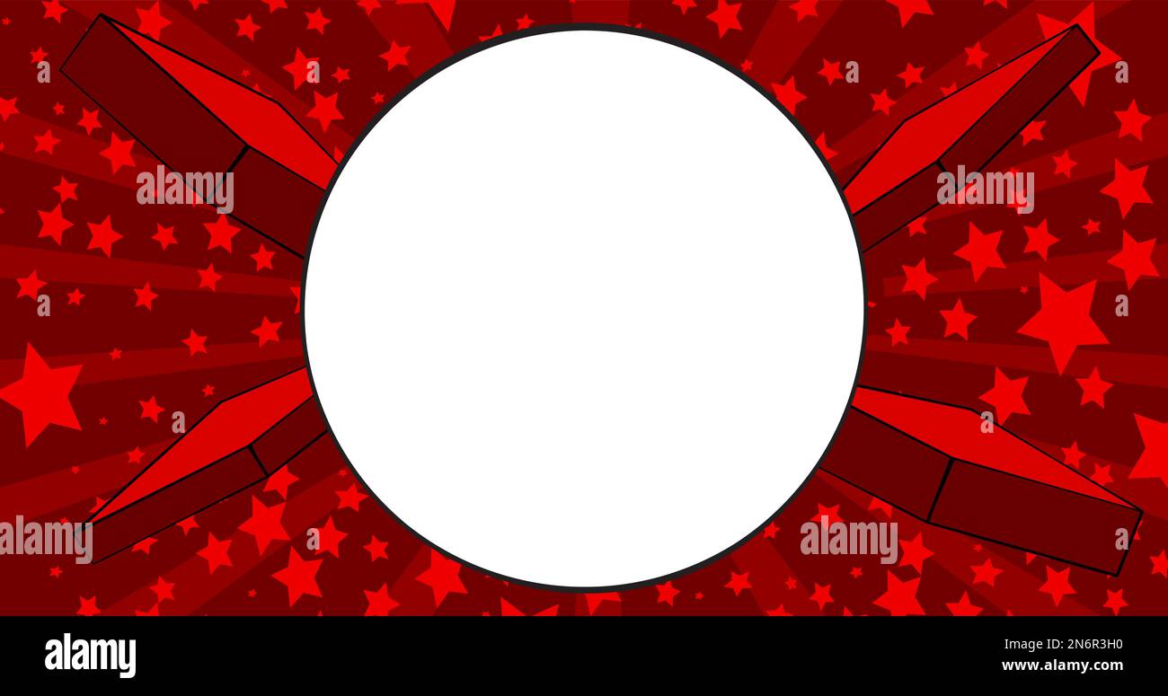Cartoon vector pop art comics background. Blank Circle shape on Comic ...