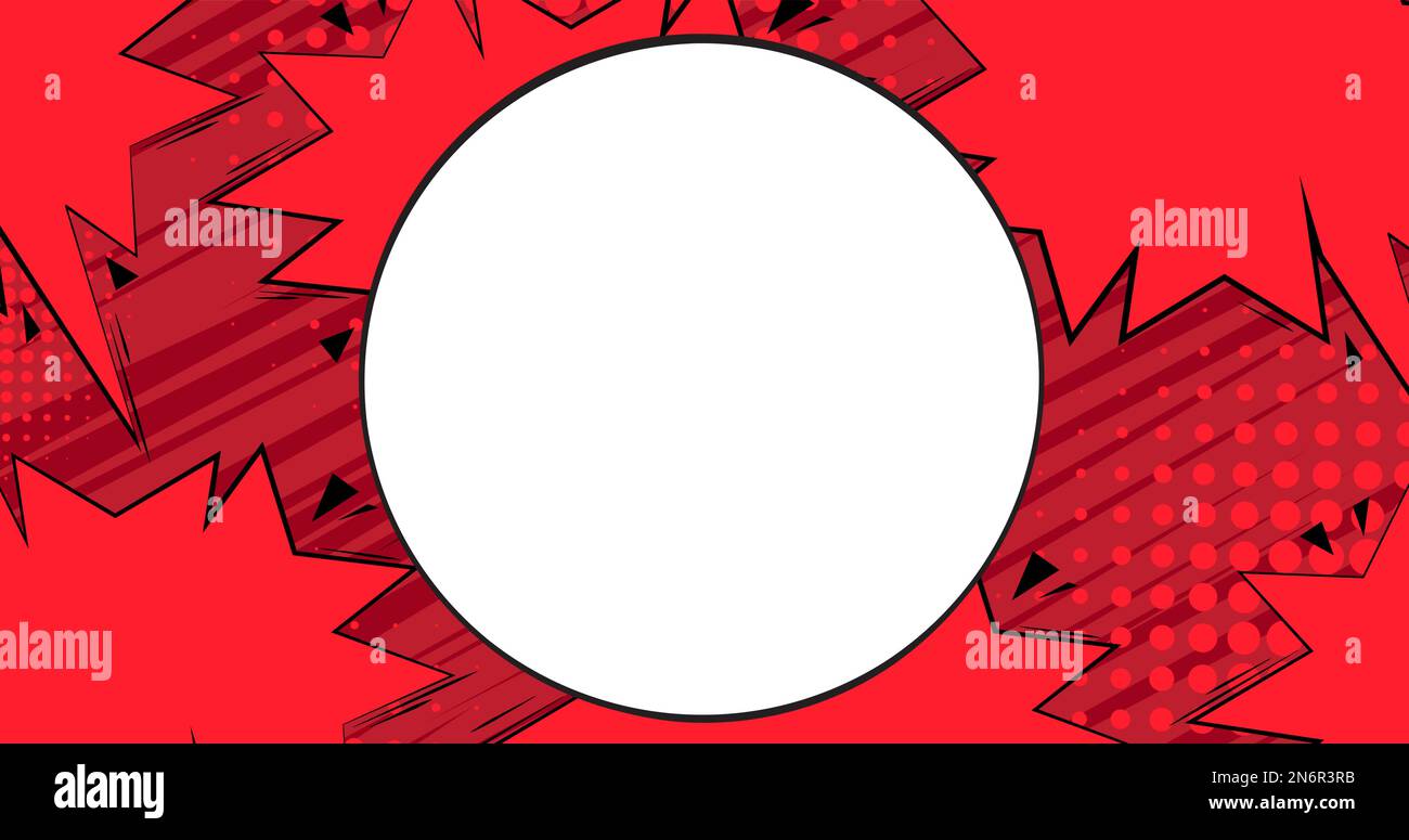 Cartoon vector pop art comics background. Blank Circle shape on Comic ...