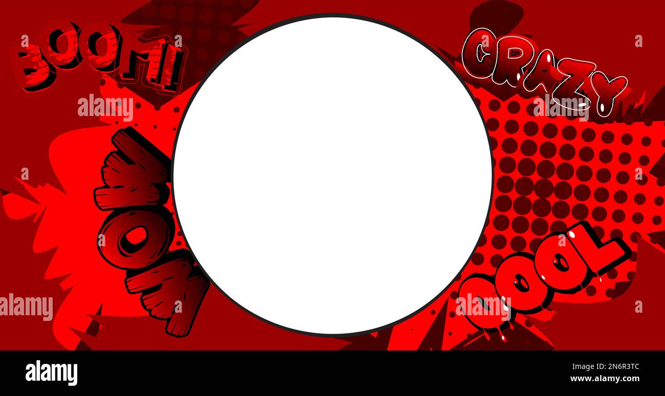 Cartoon vector pop art comics background. Blank Circle shape on Comic ...