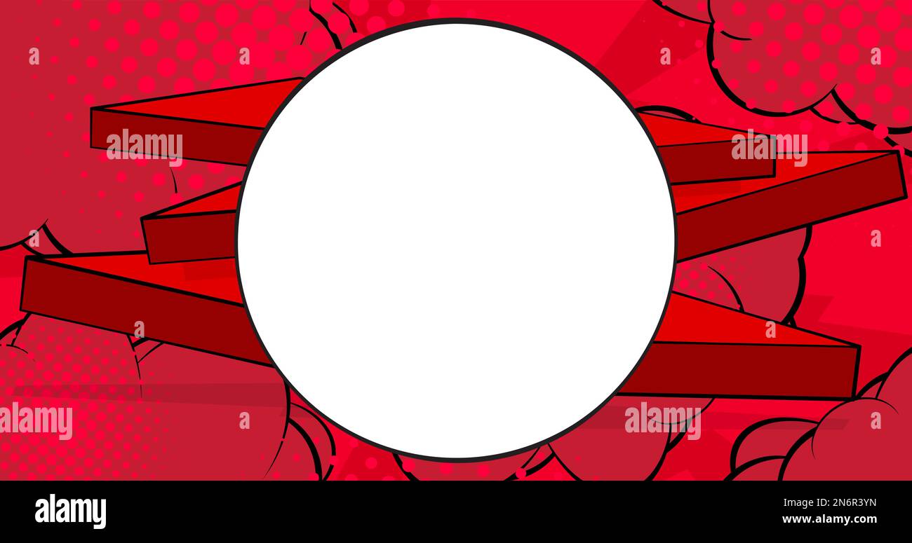Cartoon vector pop art comics background. Blank Circle shape on Comic ...