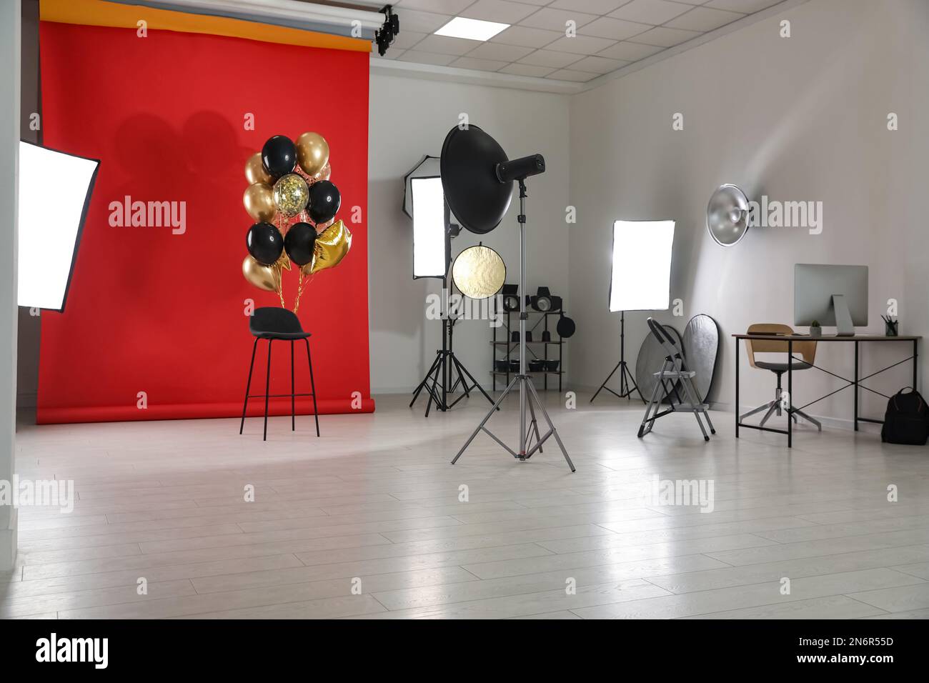 Interior of modern photo studio with professional equipment Stock Photo ...
