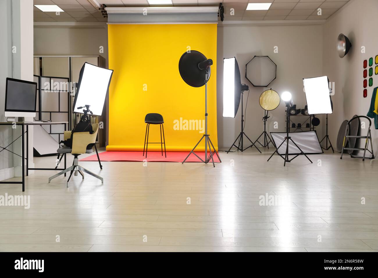 Interior of modern photo studio with professional equipment Stock Photo ...