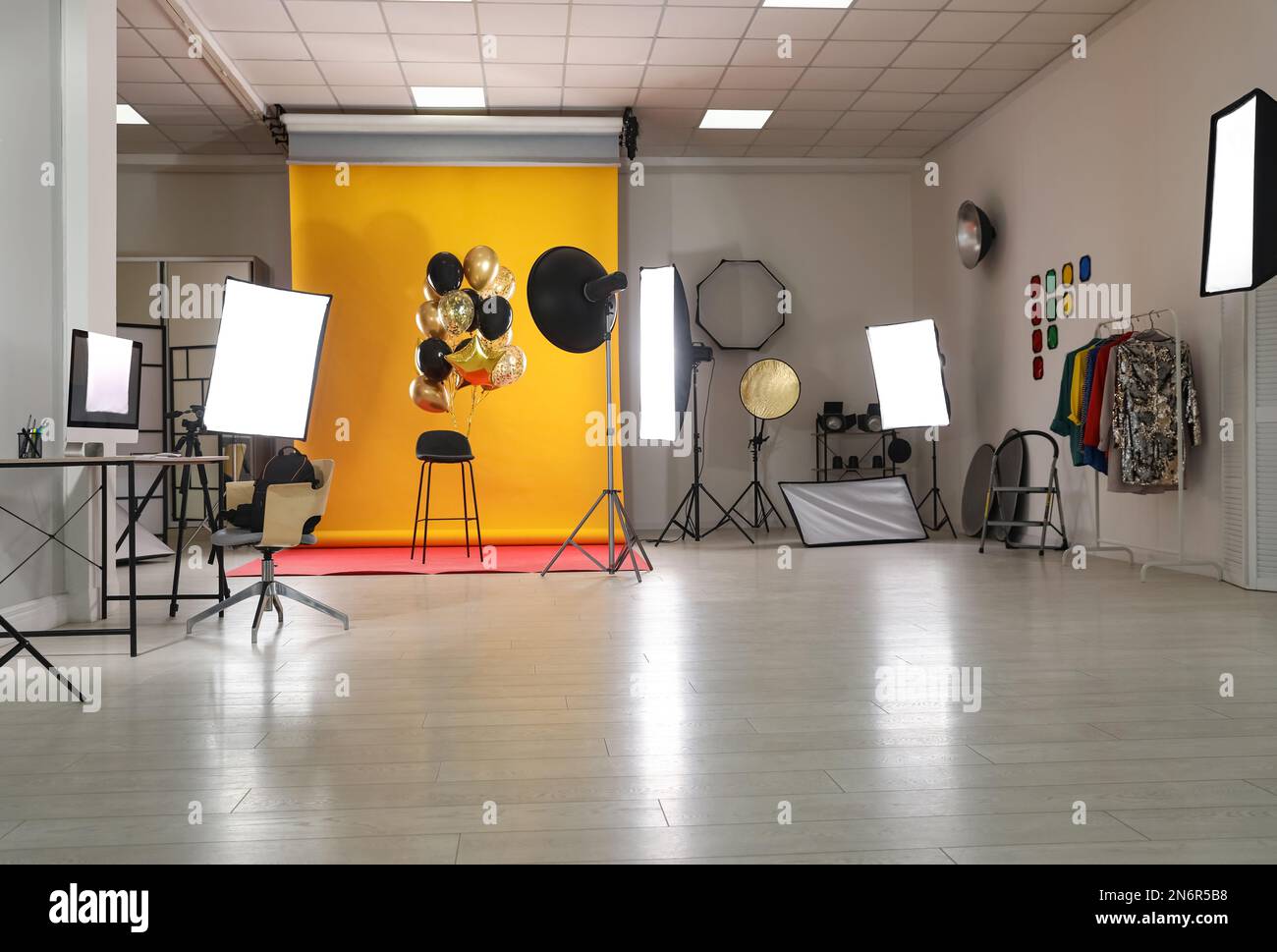 Interior of modern photo studio with professional equipment Stock Photo ...
