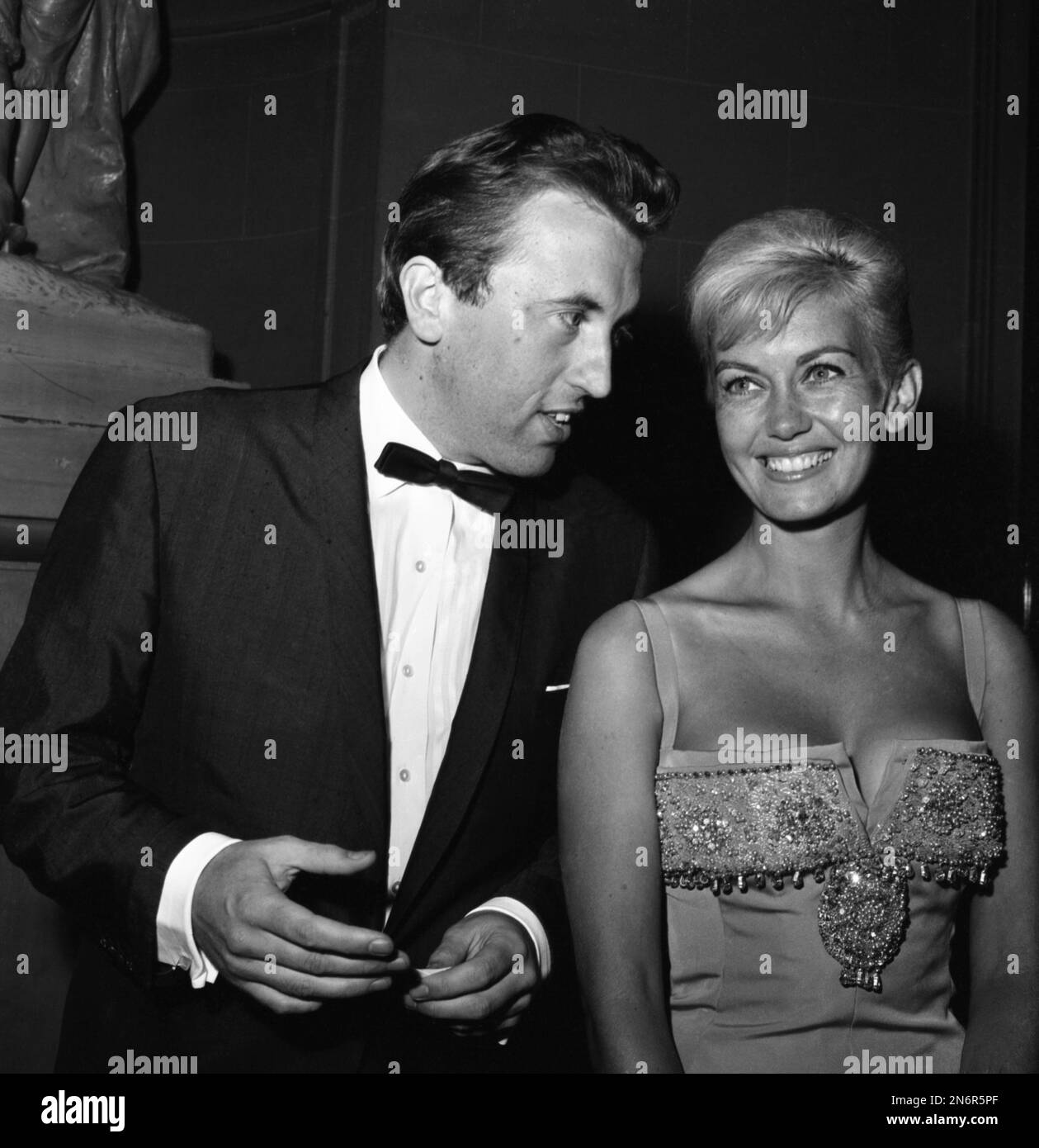 British actress Janette Scott arrives with television personality David ...