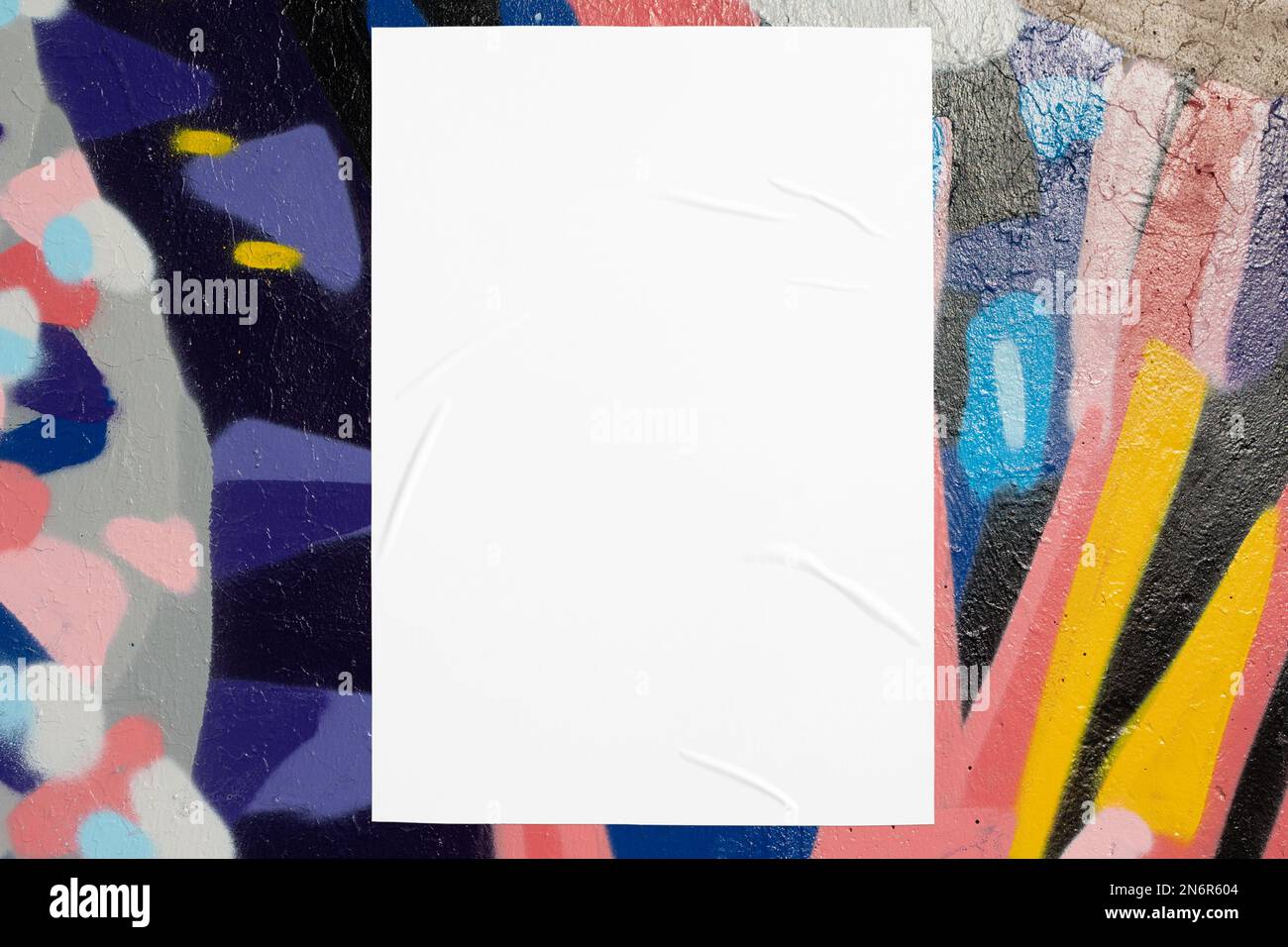 colorful urban wall texture with three wrinkled glued poster template ...